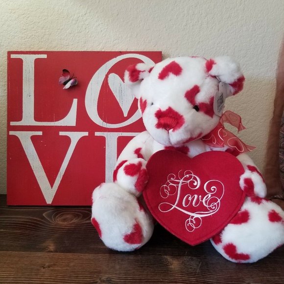 Carlton Cards | Toys | Valentines Teddy Bear With Love Hearts White Red ...